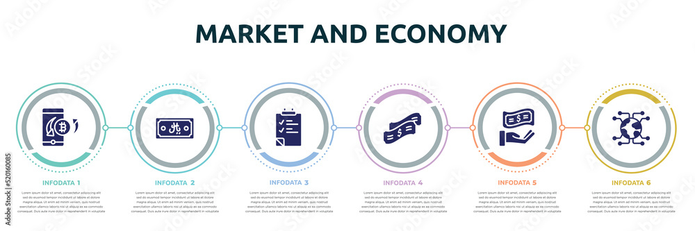 market and economy concept infographic design template. included mobile ...