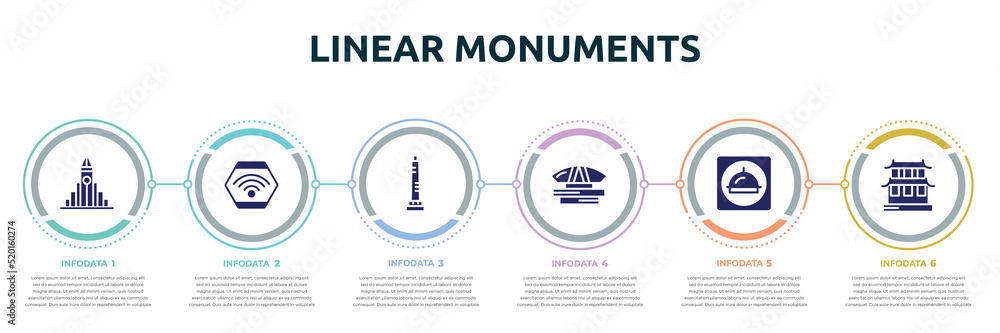Photo & Art Print linear monuments concept infographic design template ...