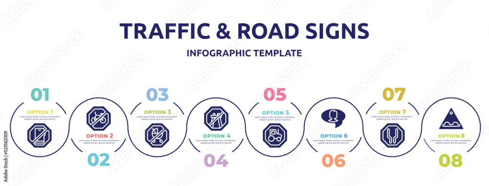 traffic & road signs concept infographic design template. included ...