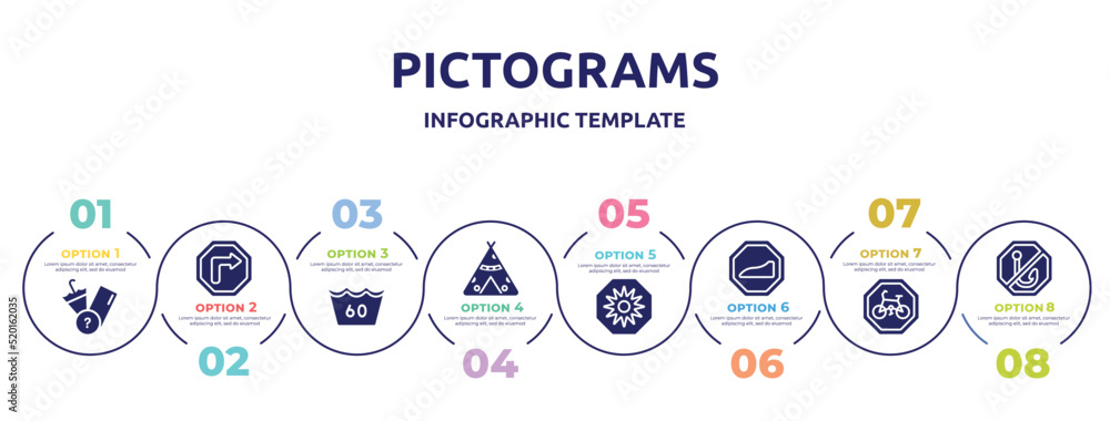 pictograms concept infographic design template. included lost items ...