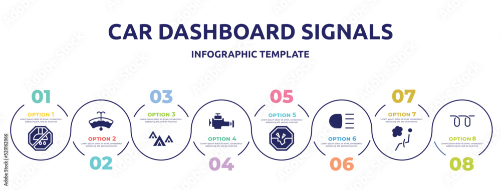 car dashboard signals concept infographic design template. included no ...