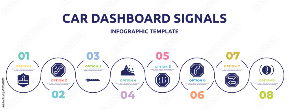 car dashboard signals concept infographic design template. included ...