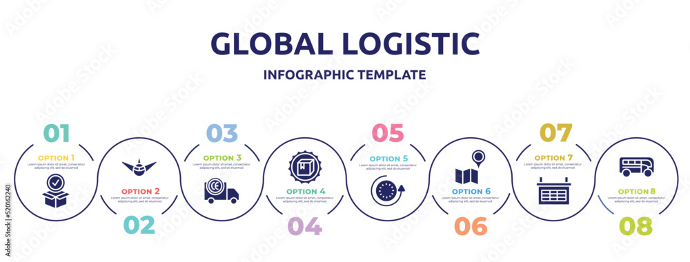 global logistic concept infographic design template. included package ...