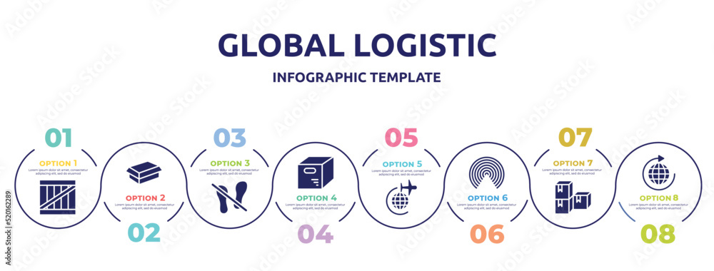 global logistic concept infographic design template. included wooden ...