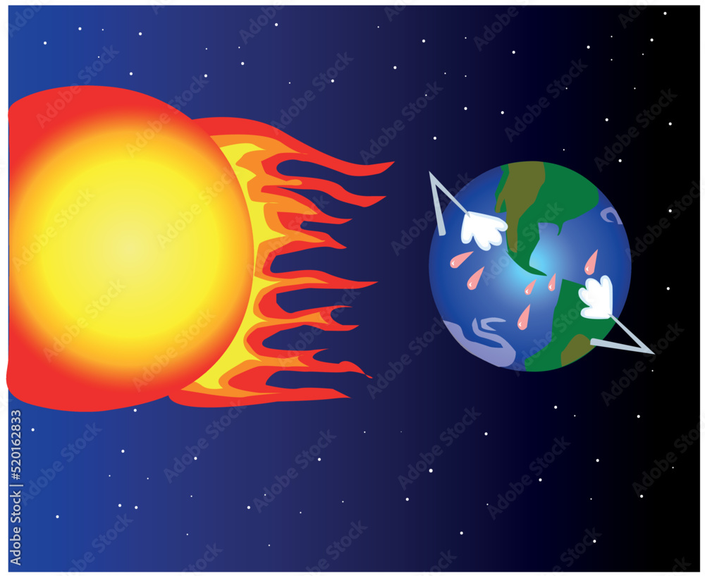 Global warming background, Earth is suffocating by heat Stock Vector ...