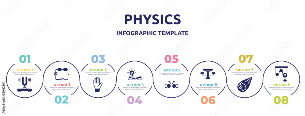 physics concept infographic design template. included tuning fork ...