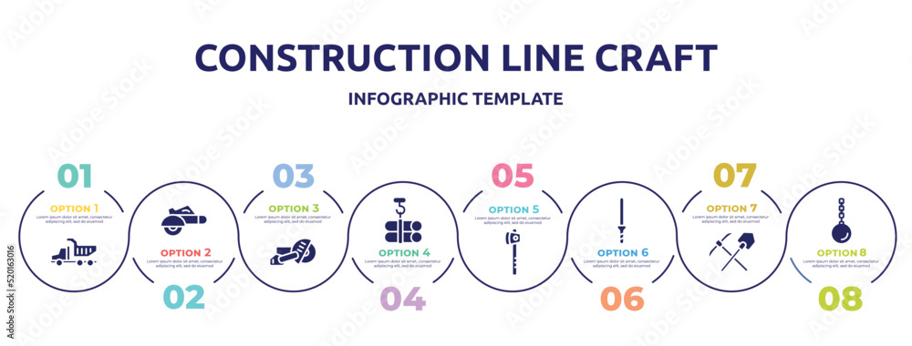 construction line craft concept infographic design template. included ...