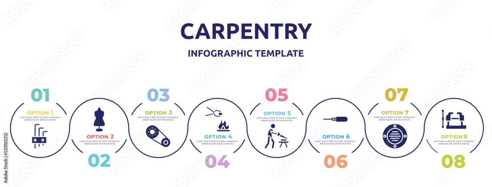 carpentry concept infographic design template. included allen keys ...