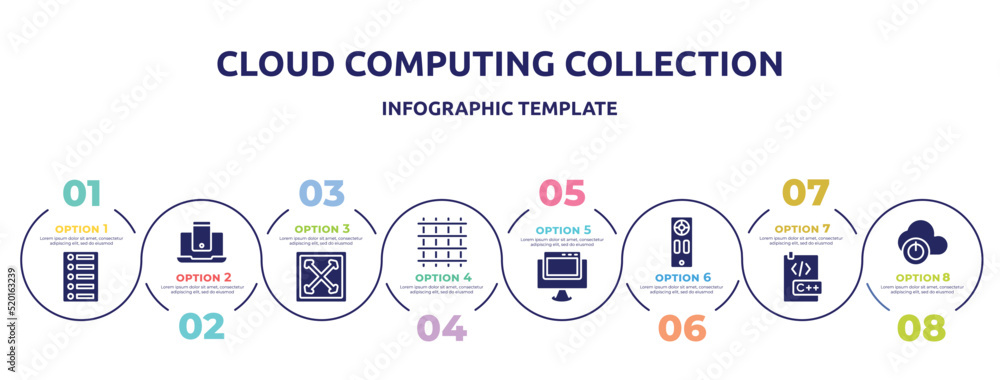 cloud computing collection concept infographic design template. included list of options ...