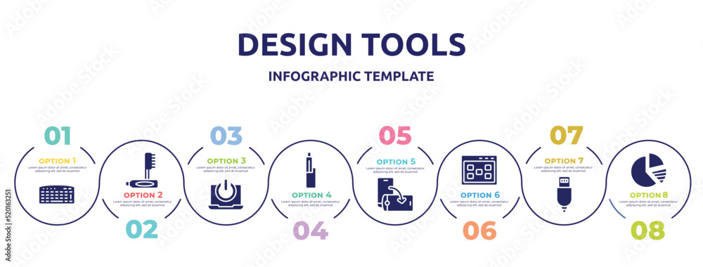 design tools concept infographic design template. included keyboad ...