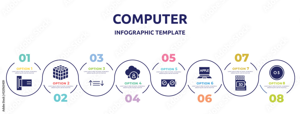 computer concept infographic design template. included card reader ...