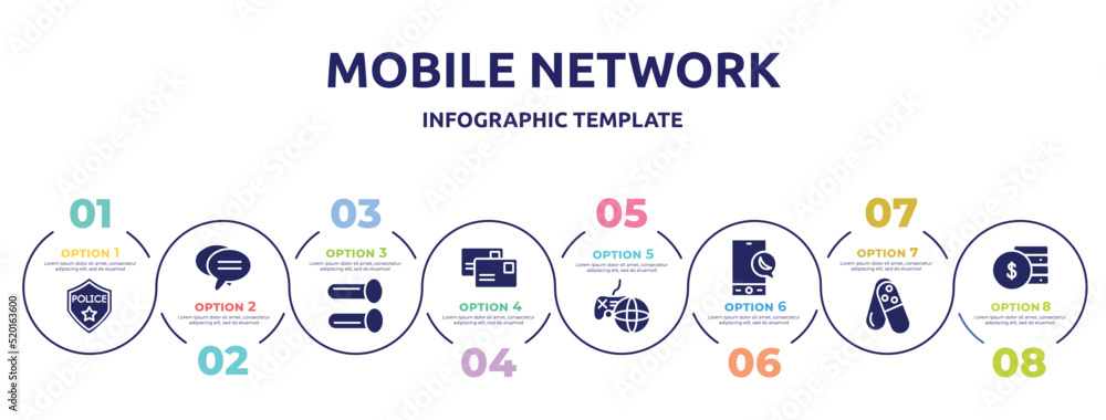 mobile network concept infographic design template. included police ...