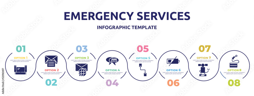 emergency services concept infographic design template. included home ...