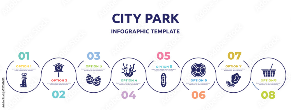 city park concept infographic design template. included lighthouse ...
