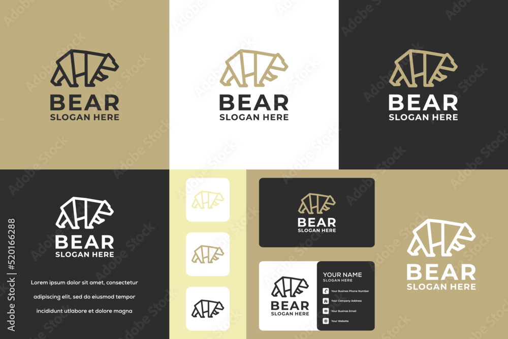 Creative bear logo business branding package template design ...
