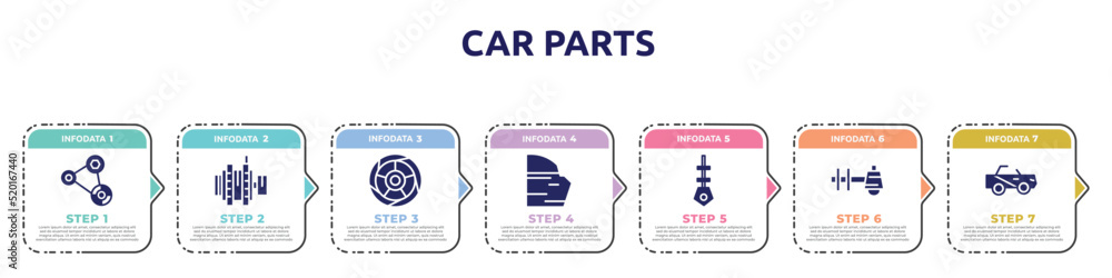 car parts concept infographic design template. included car fan belt ...