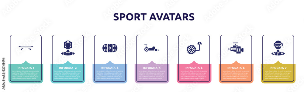 sport avatars concept infographic design template. included longboard ...
