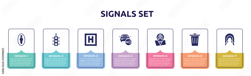signals set concept infographic design template. included men toilet ...
