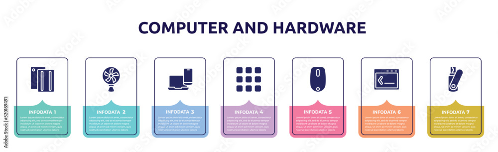 computer and hardware concept infographic design template. included ...