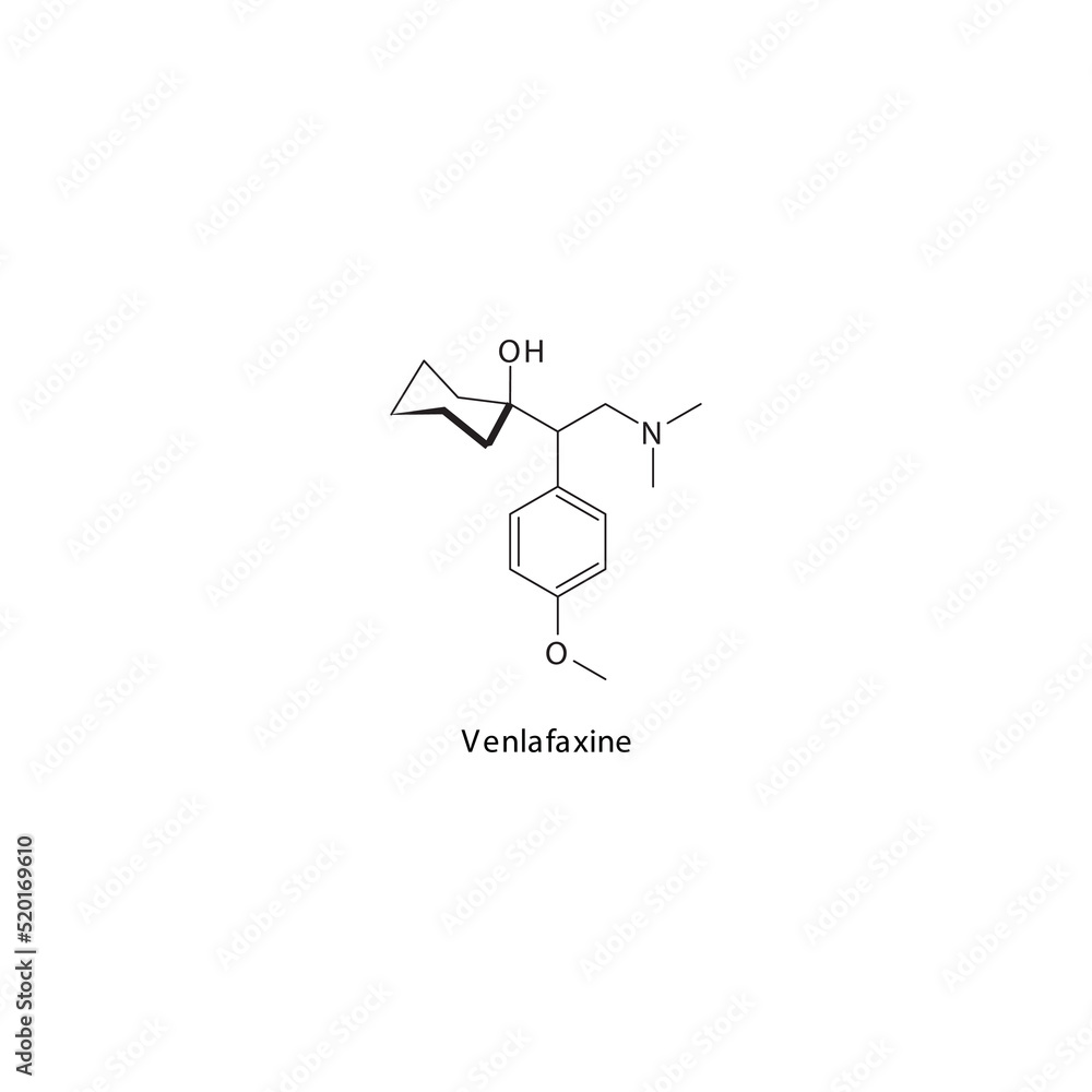 Venlafaxine molecule flat skeletal structure, SNRI - Serotonin ...