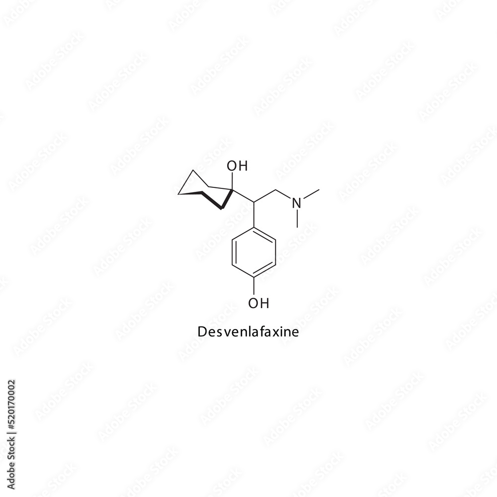 Desvenlafaxine molecule flat skeletal structure, SNRI - Serotonin ...