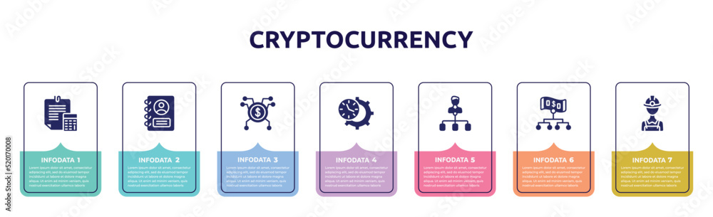 cryptocurrency concept infographic design template. included estimate ...