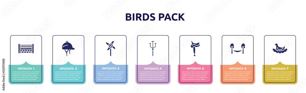 birds pack concept infographic design template. included fence for ...