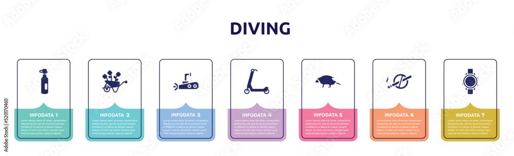 diving concept infographic design template. included oxygen tank ...