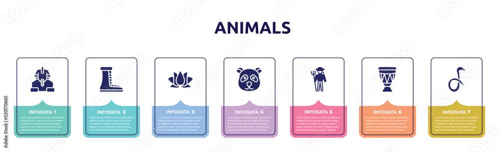 animals concept infographic design template. included sphinx, boot ...