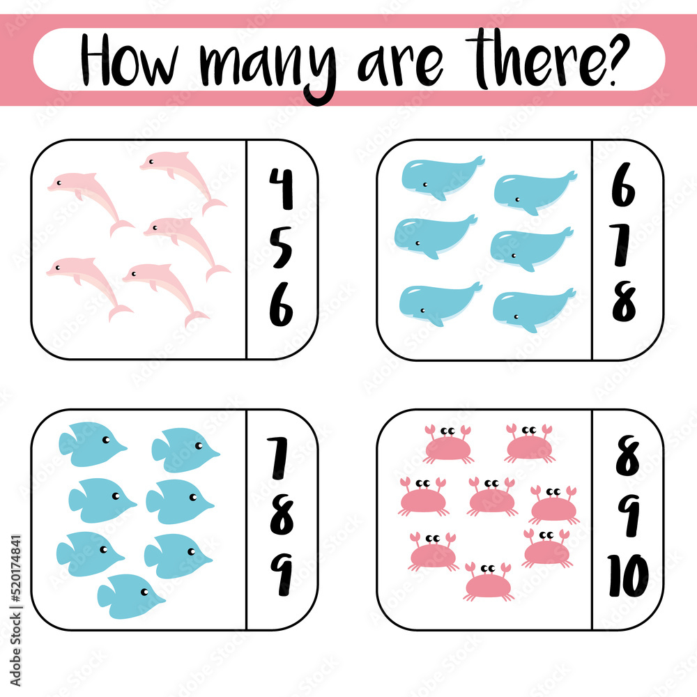 Counting educational math children game, kids activity worksheet. How ...