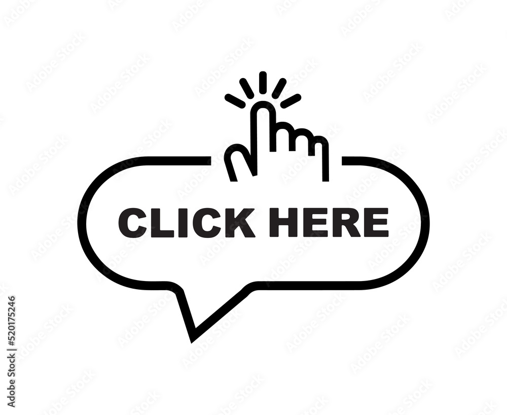 click here sign on white background Stock Vector | Adobe Stock