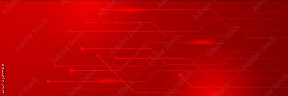 Red technology digital banner design. Science, medical and digital ...
