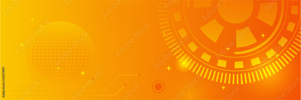 Orange technology digital banner design. Science, medical and digital ...