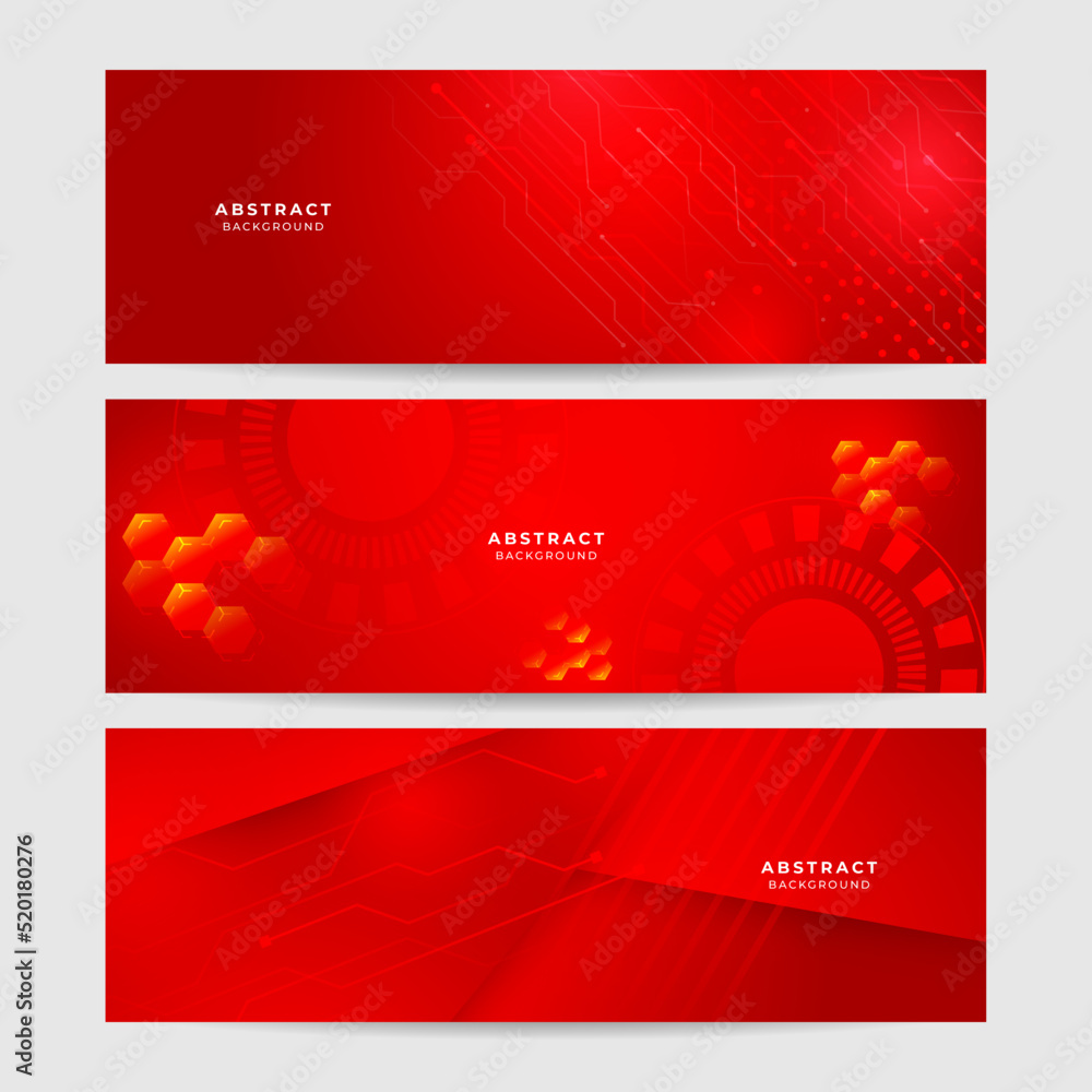 abstract red technology banner design. Abstract technology background ...