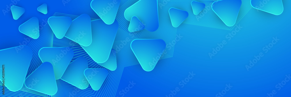Abstract geometric blue wide background banner layout design. Blue ...