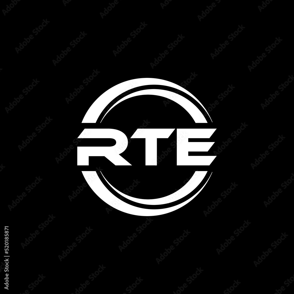 RTE letter logo design with black background in illustrator, vector ...