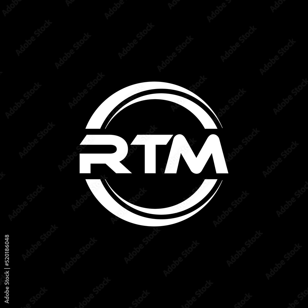 RTM letter logo design with black background in illustrator, vector ...