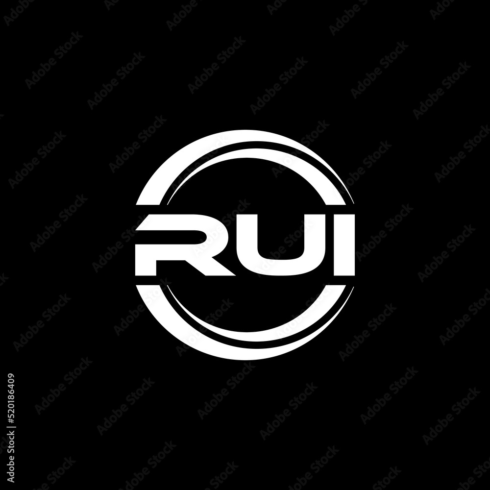 RUI letter logo design with black background in illustrator, vector ...
