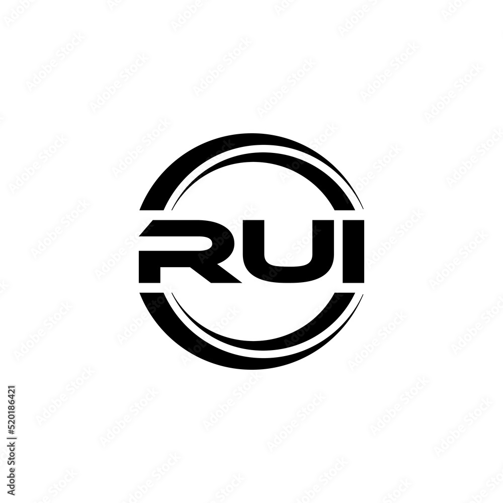 RUI letter logo design with white background in illustrator, vector ...