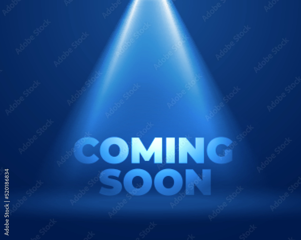 coming soon blue background with studio focus light Stock Vector | Adobe Stock