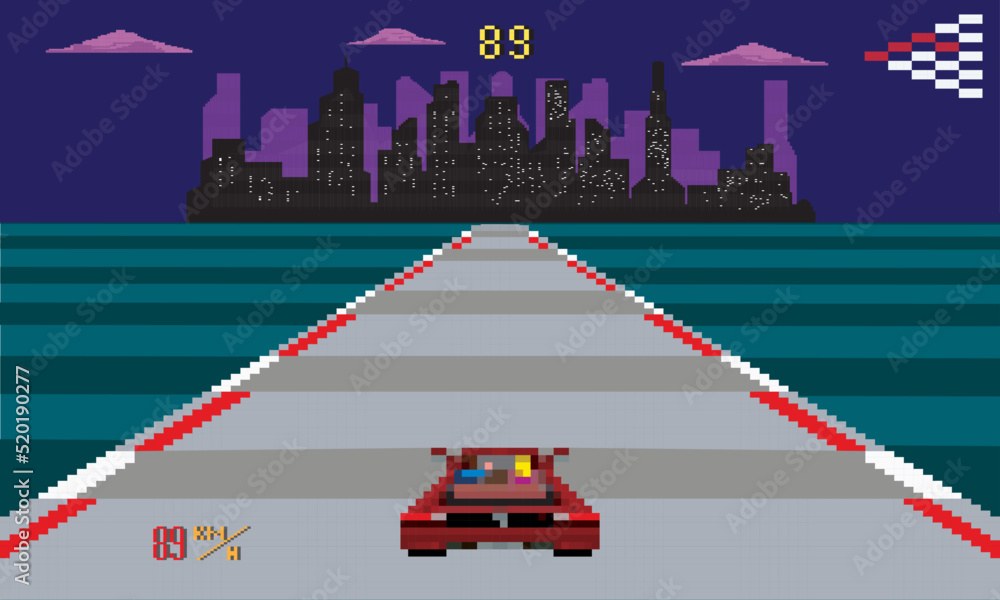 Vetor de Retro Video Game Racing Room in Pixel Art Style Vector ...