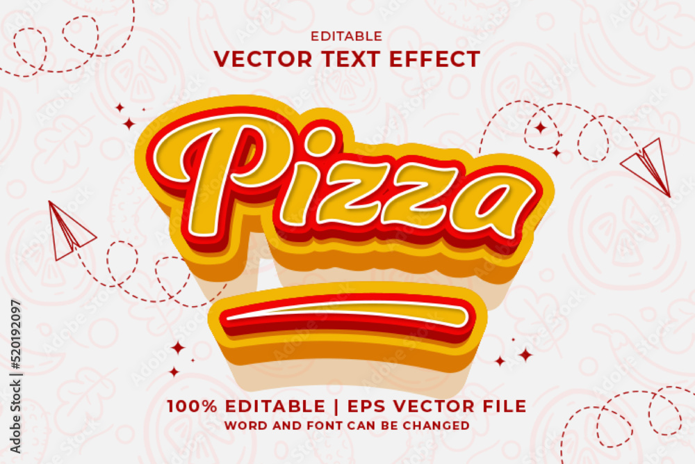 Editable text effect Pizza 3d cartoon template style premium vector ...