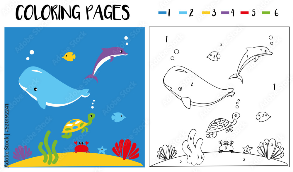 Preschool Counting Activities. Coloring page with colorful illustration ...