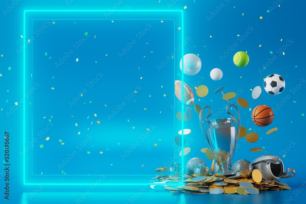 sports ball on sci-fi background. 3d illustrator. competition concept ...