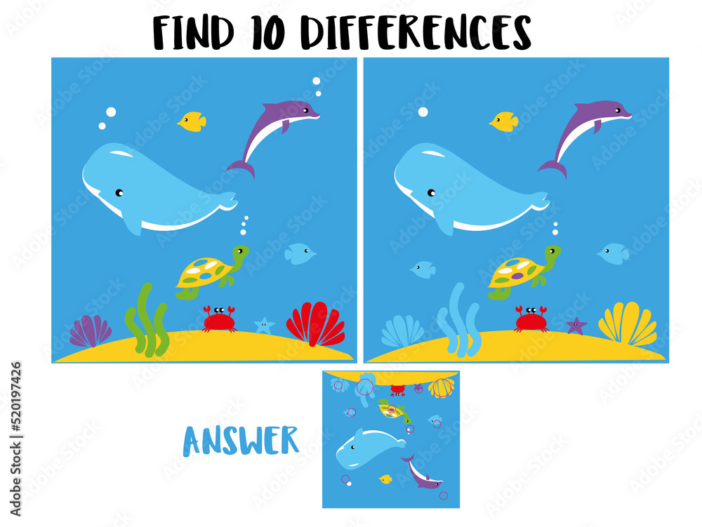 Find 10 differences. A simple educational game for children. Kids ...