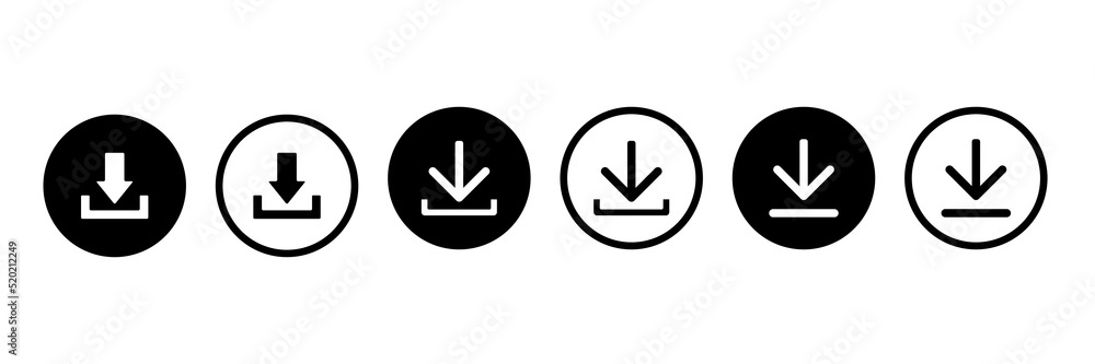 Download icon. Vector isolated elements. Black vector download web sign ...