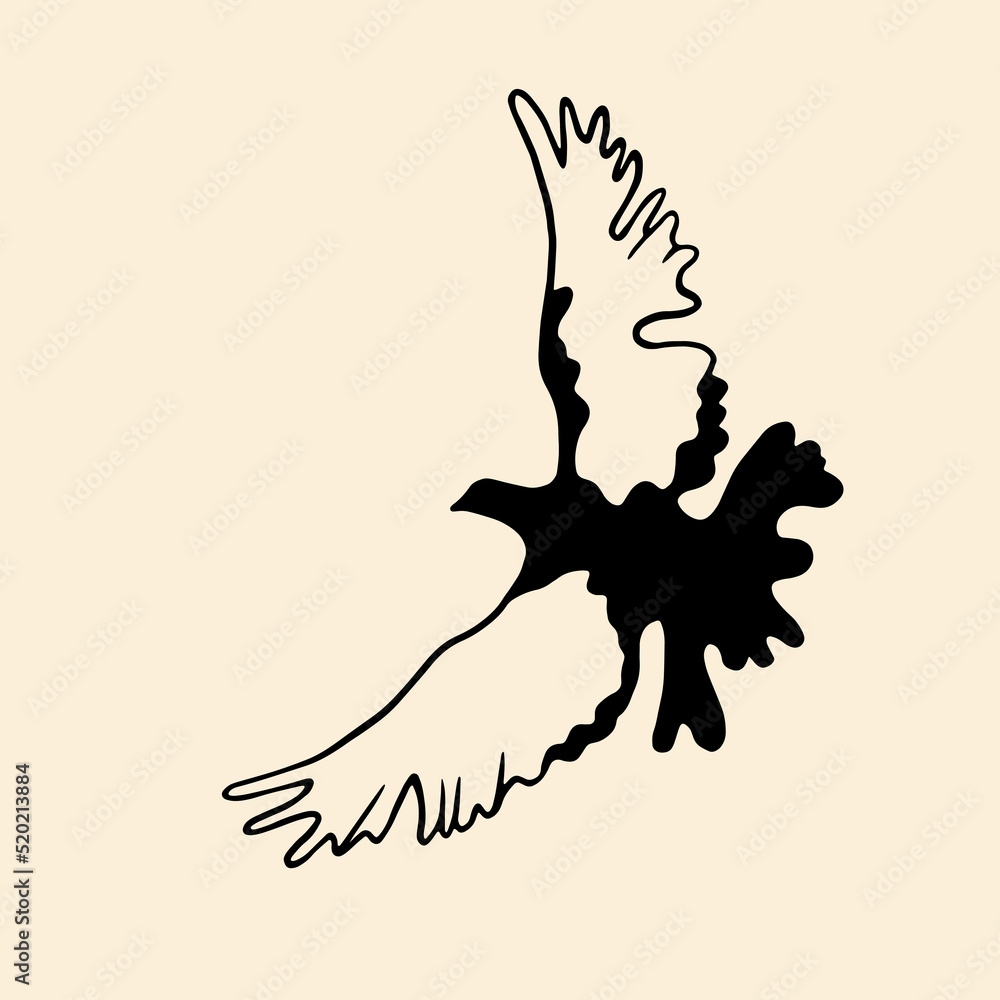 Flying stylized bird vector illustration. Flying bird doodle Stock ...
