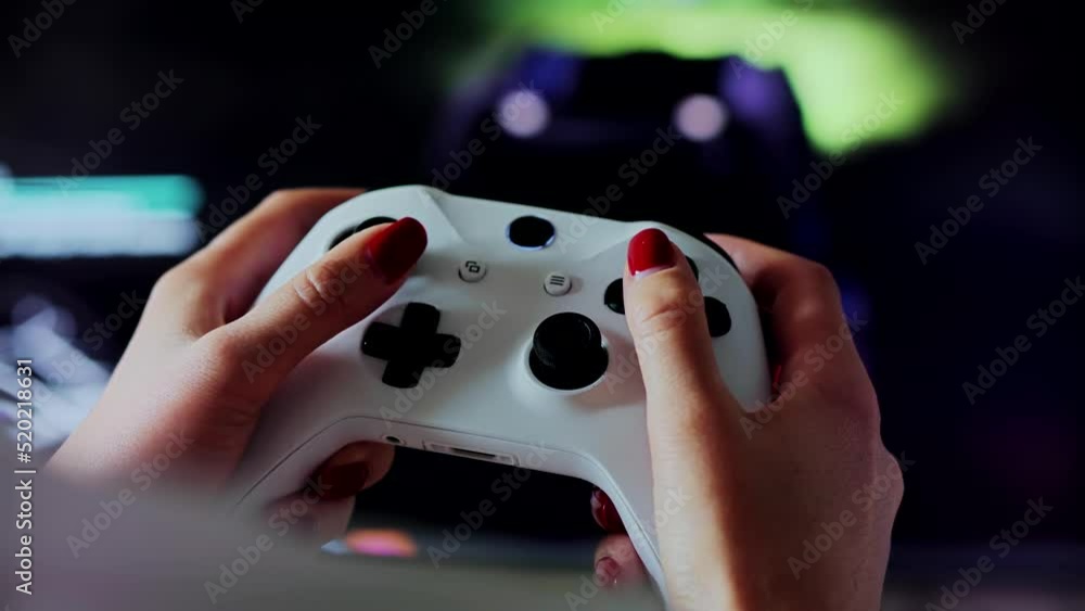 Gamer Playing On Video Game. TV Game Simulator Joystick. Joypad ...