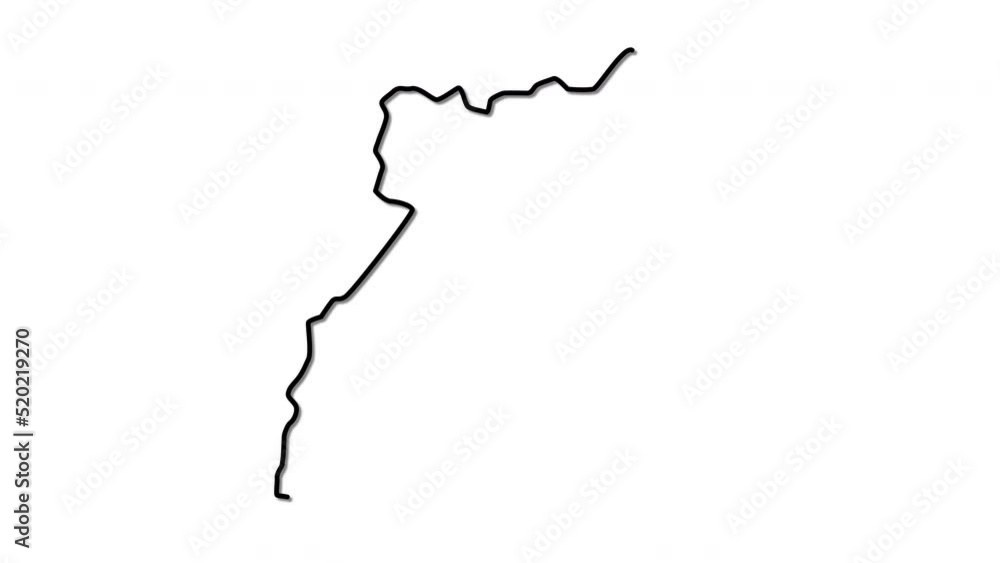Uganda map, country territory outline self drawing animation. Line art ...