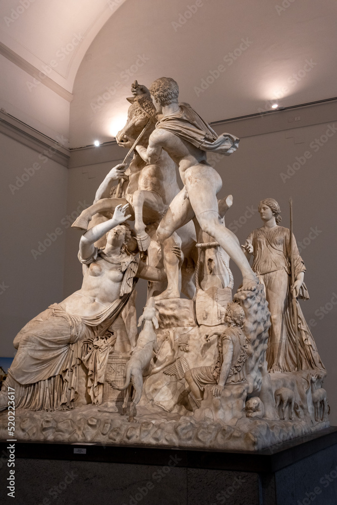 NAPLES, ITALY - MAY 06, 2022 - Famous giant ancient Roman statue of the ...